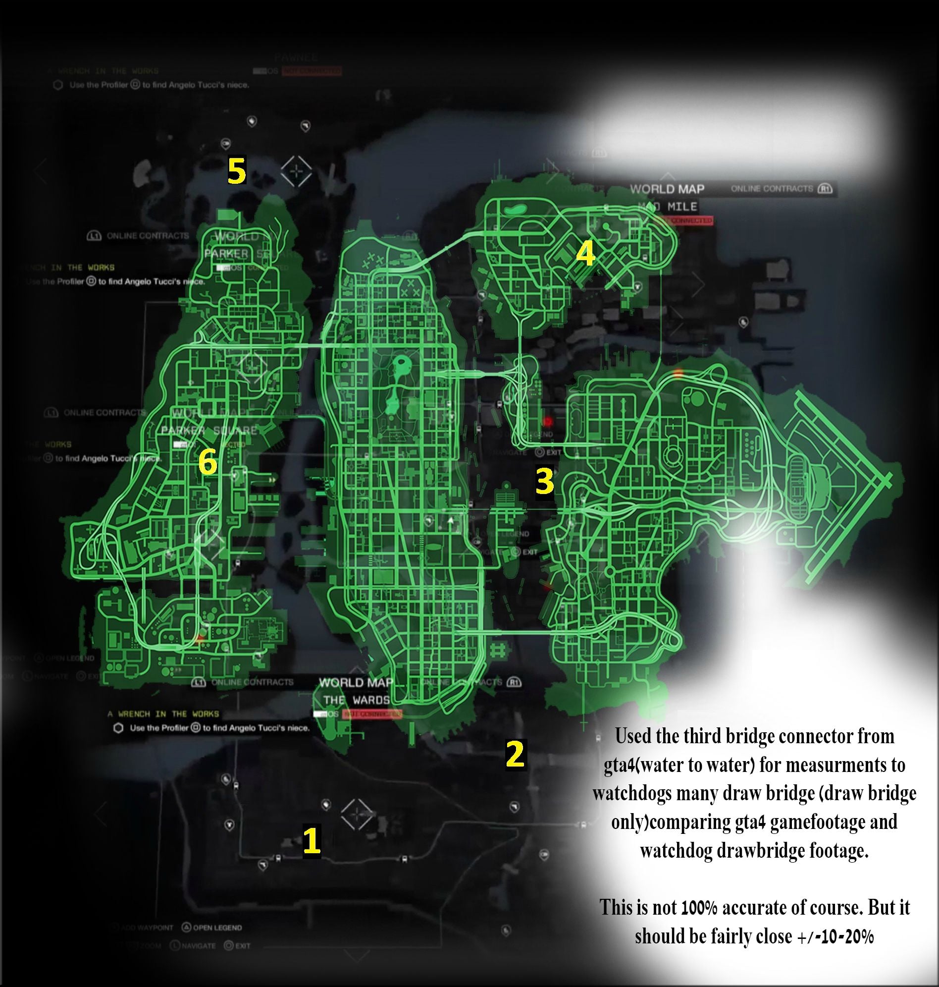 Watch Dogs Map Compared to GTA 5, GTA 4 & Chicago