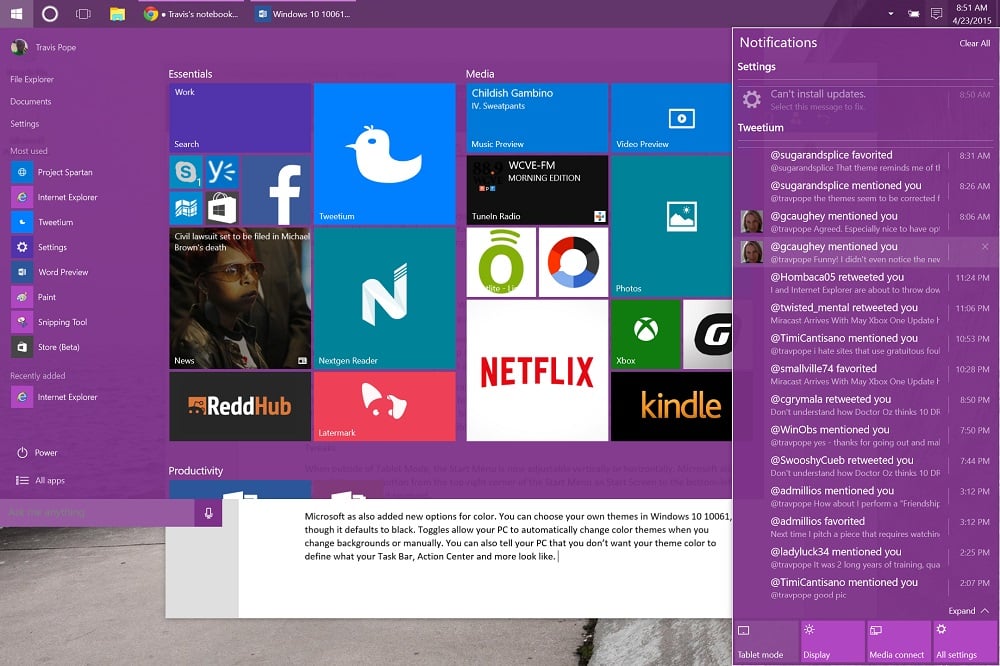 Windows 10 10061- What’s New & Different