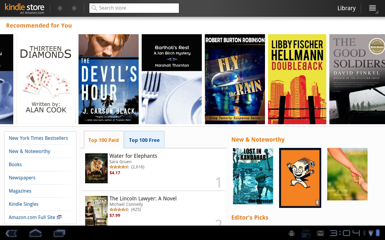 Amazon Makes Kindle Version for Android Tablet