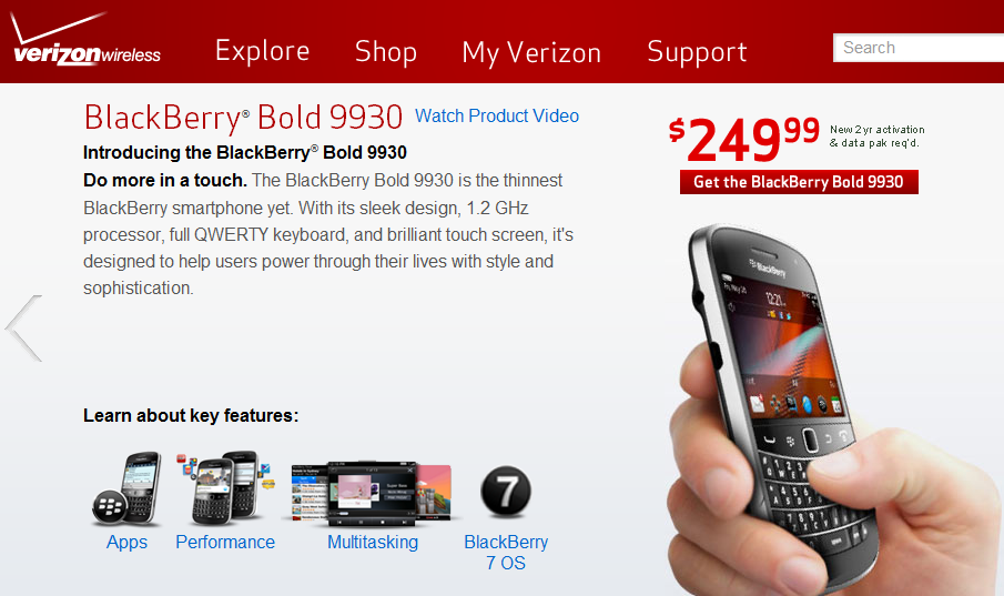 Blackberry Bold 9930 Verizon